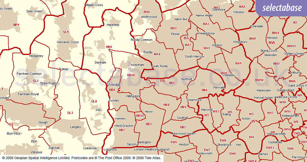 UB Postcode Map UB Postcode Map